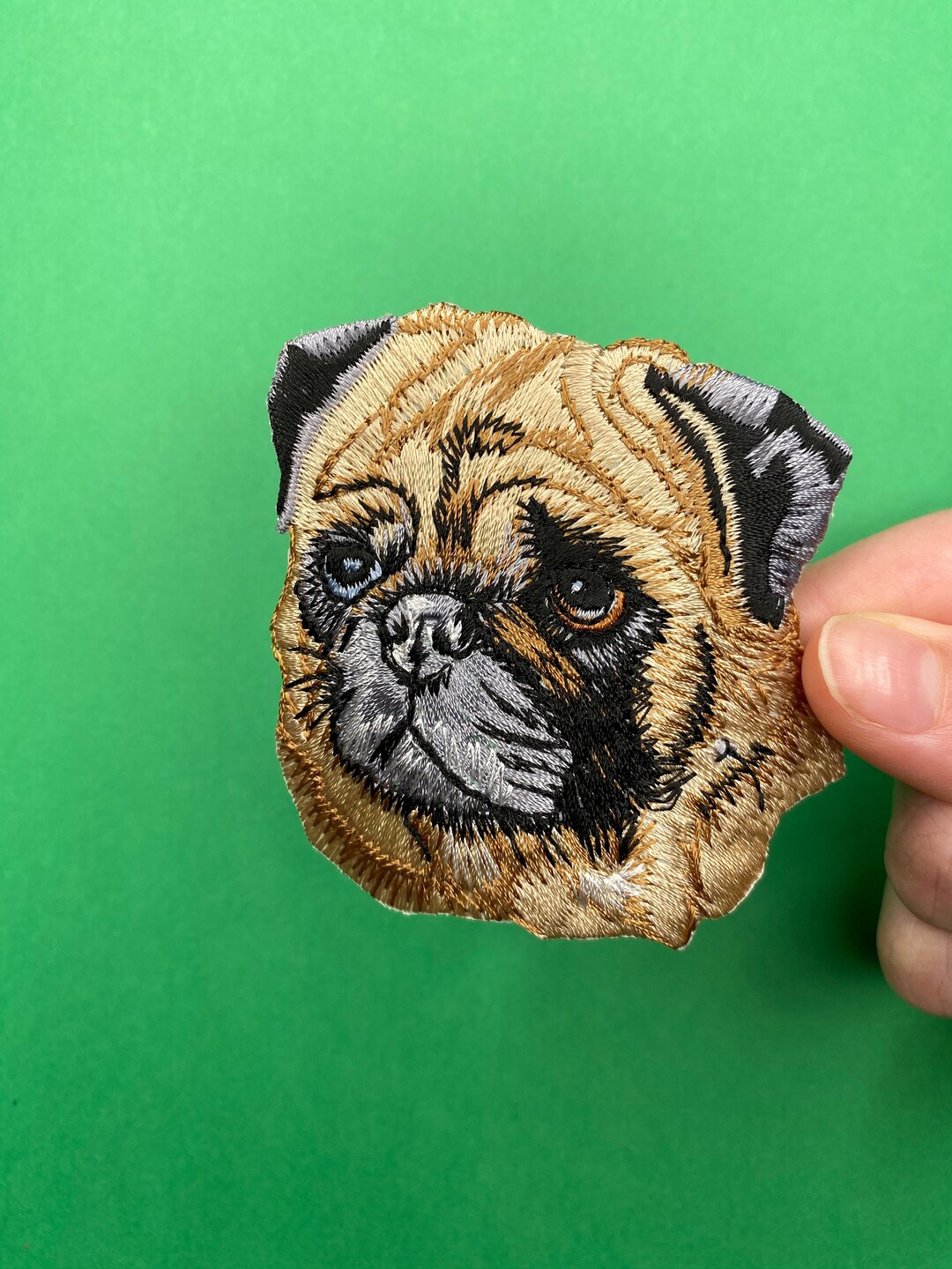 PUG Dog Face Patch - Iron on or Sew on - Embroidery Patch - Applique - Etsy