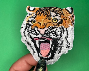 Large Tiger Roaring Head Iron on Patch Sew on Patch Embroidered ...