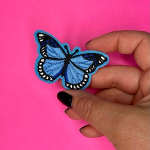 Blue Butterfly Patch Iron on Appliqué - Etsy