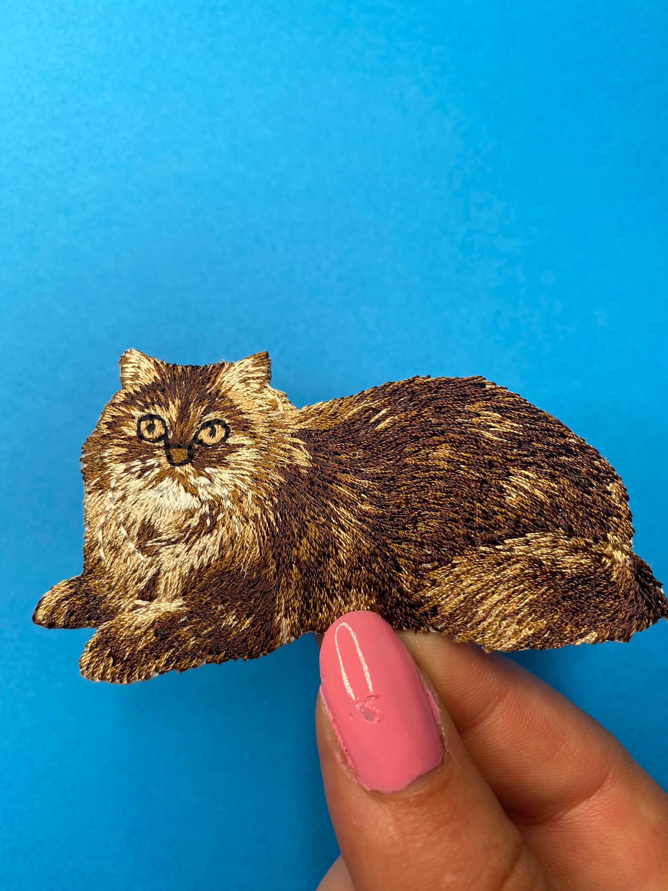 Fluffy Brown Cat Patch | Etsy