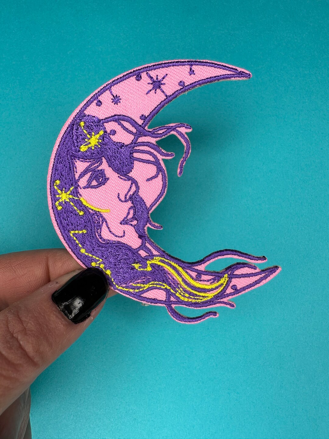 Moon Goddess Patch - Girl in Moon - Iron on - Appliqué - Etsy