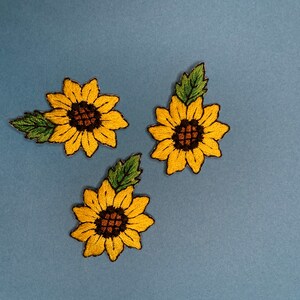 Tiny Sunflower Patch set of 3 Iron on Applique - Etsy