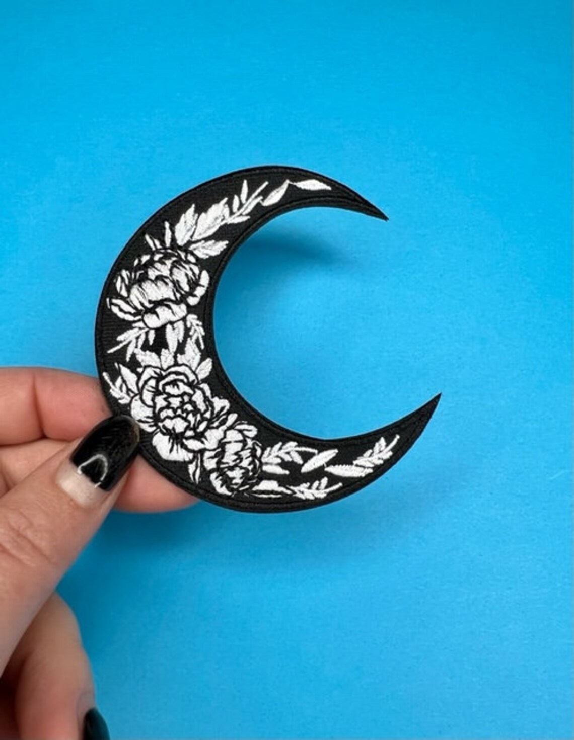 Crescent Moon With Flowers Patch Iron on Applique - Etsy