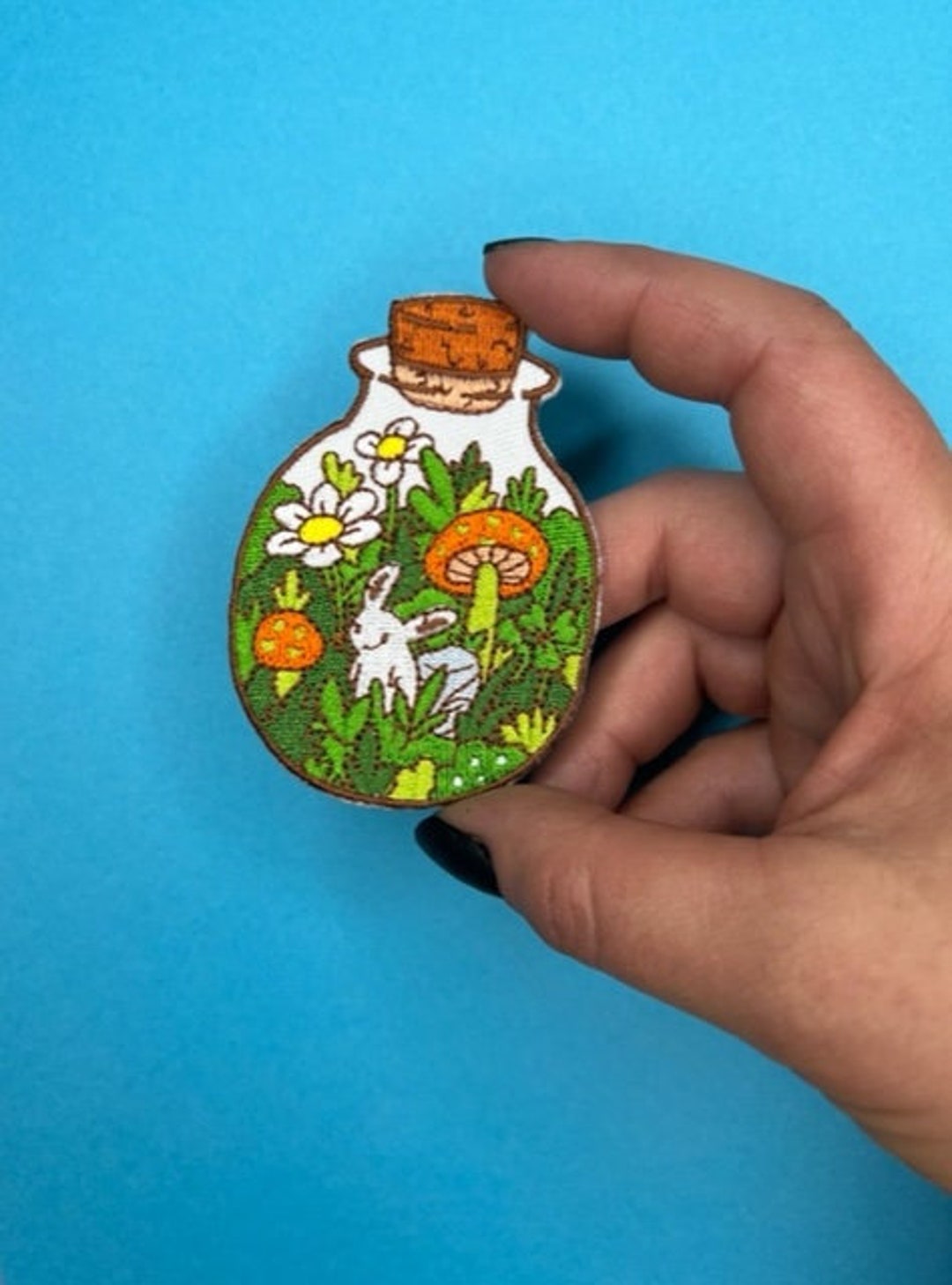 Spell Jar Patch - Iron on - Applique - Spell Jar With Mushrooms ...