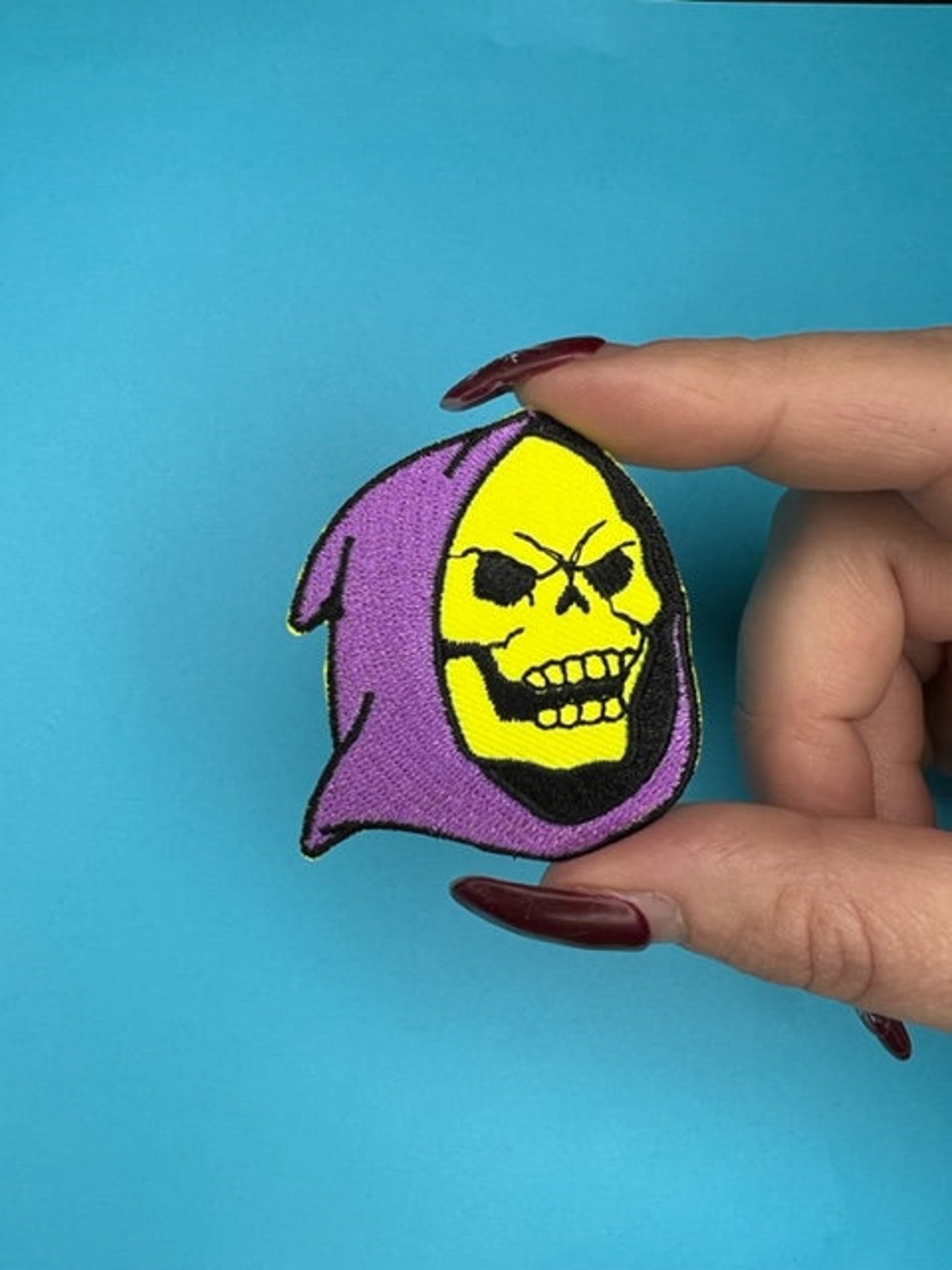 Skeletor Face Patch Laughing Skeleton Iron on Applique | Etsy