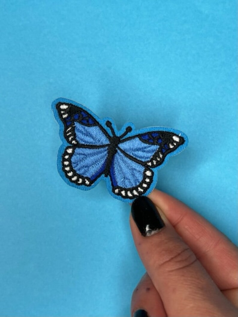 Blue Butterfly Patch Iron on Appliqué - Etsy
