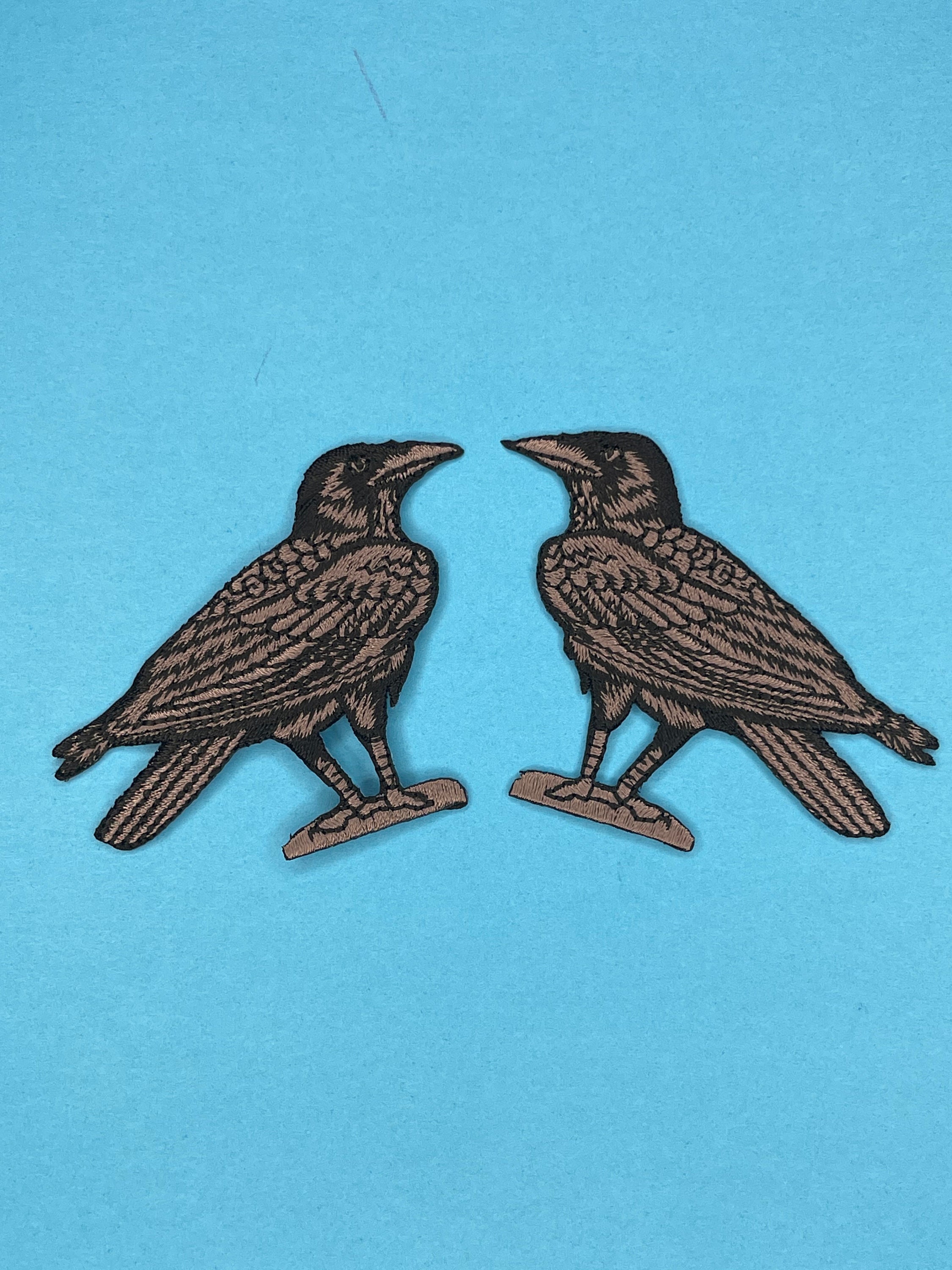 Raven Patch Crow Black Bird Set of 2 Applique Iron on | Etsy