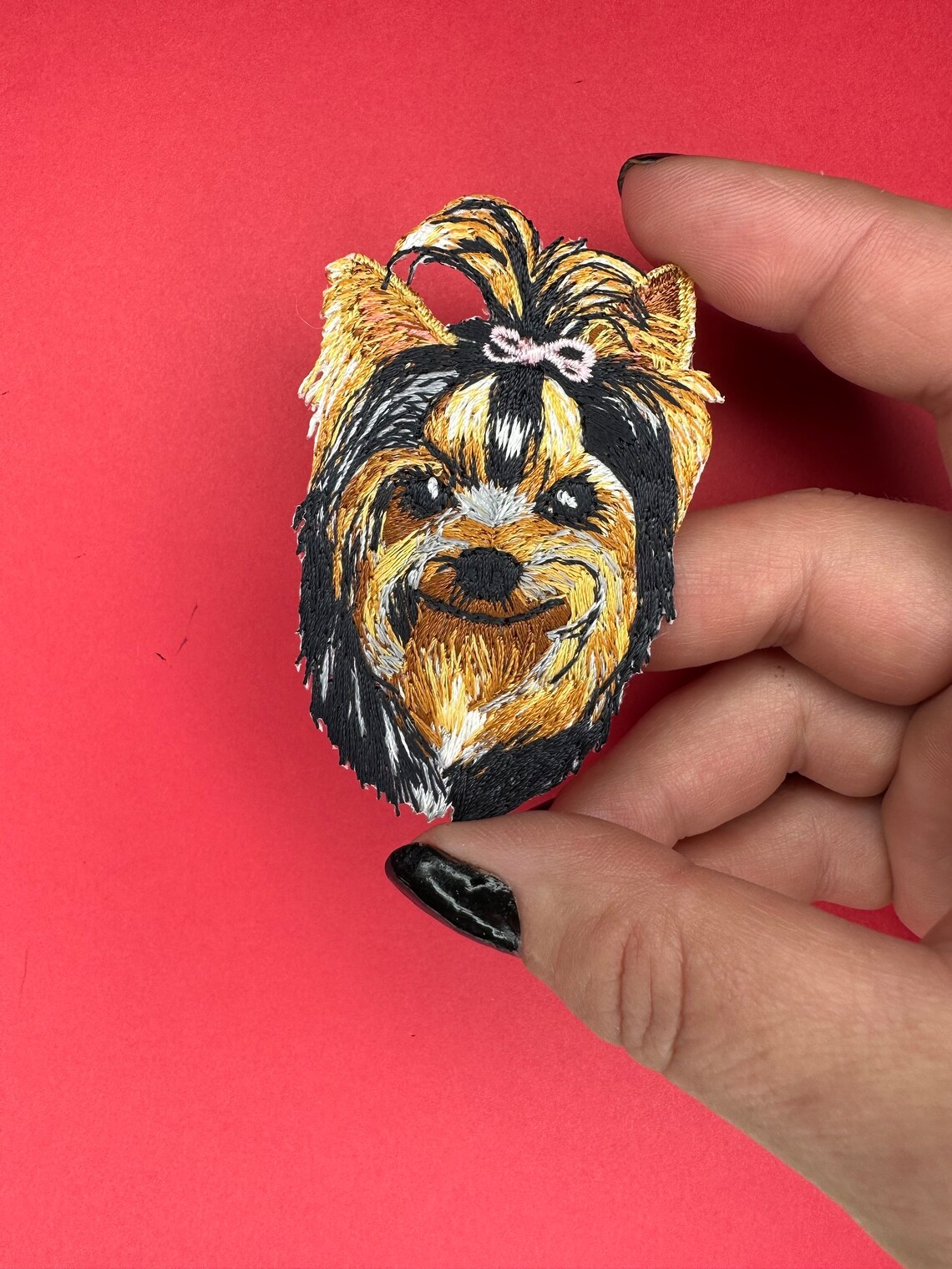 Yorkie Dog Patch - Yorkshire Terrier Applique - Iron on - Dog With Bow ...