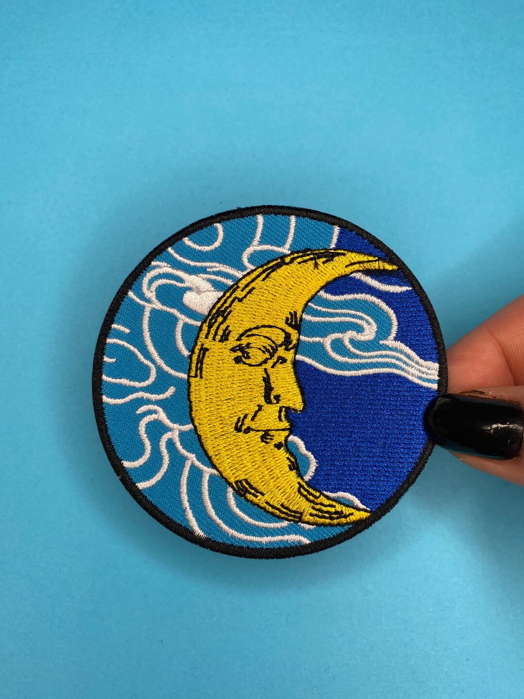 Crescent Moon Patch - Moon and Wind Patch - Iron on - Applique - Etsy