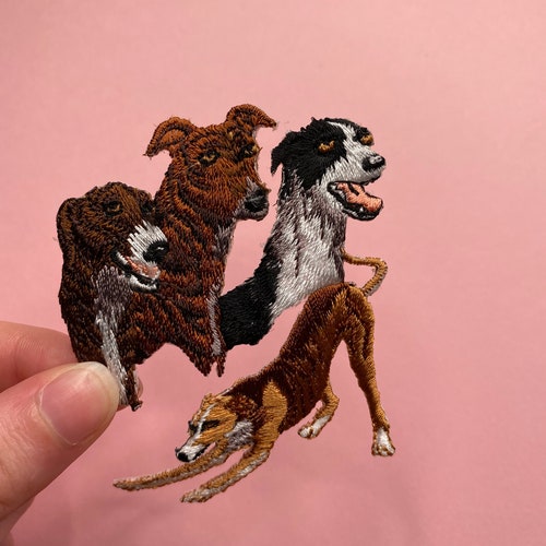 Greyhound Patch// 3 Greyhounds// Greyhound Iron On - Etsy