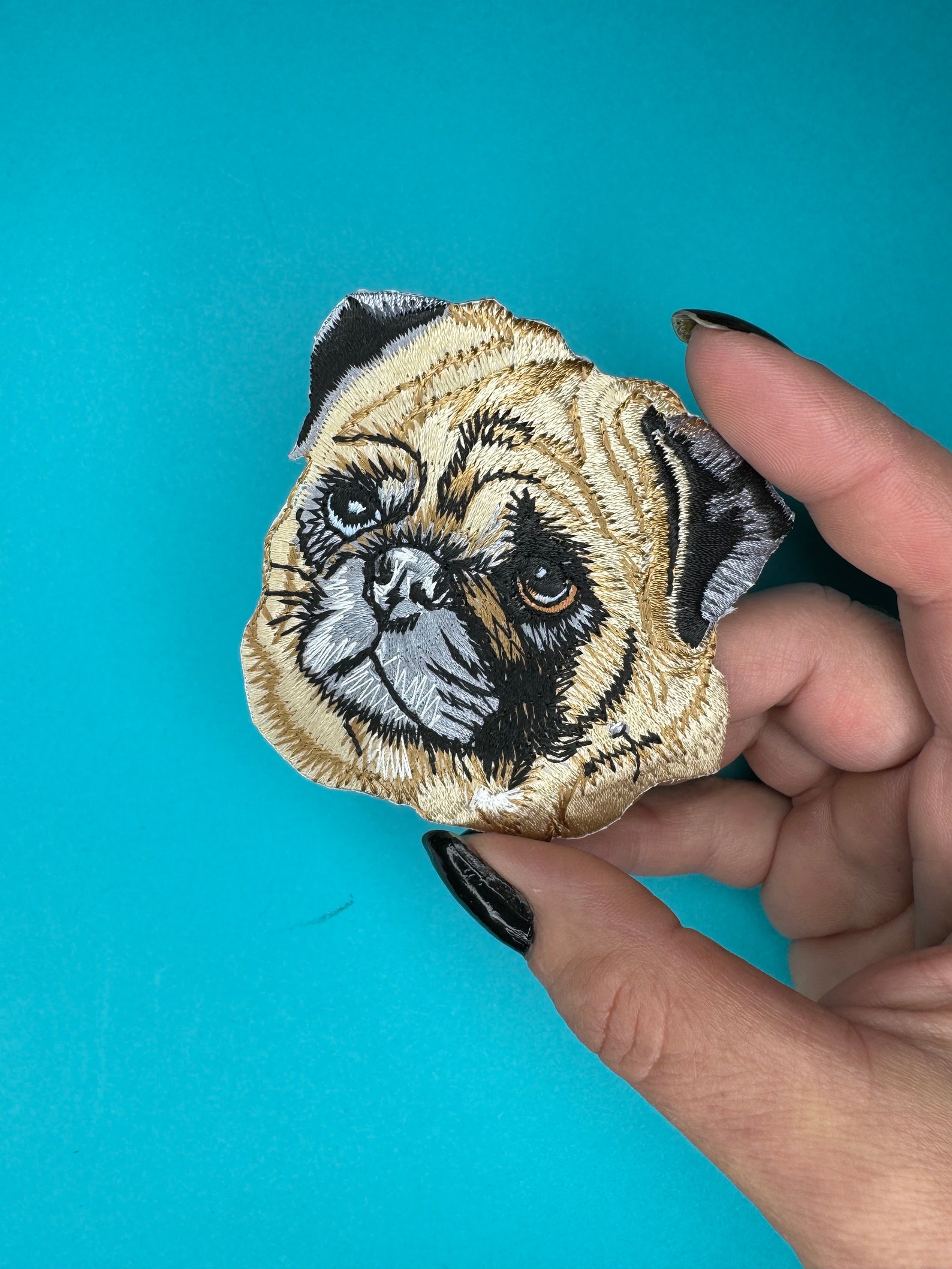 PUG Dog Face Patch - Iron on or Sew on - Embroidery Patch - Applique - Etsy