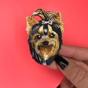 Yorkie Dog Patch - Yorkshire Terrier Applique - Iron on - Dog With Bow ...