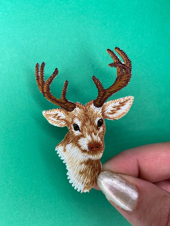 Realistic Deer Head Patch Iron On-sew on Applique | Etsy