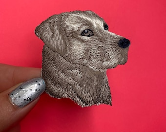 Labrador Lab Dog Applique Patch in Dark Brown Cotton Fabric, Cut Out ...