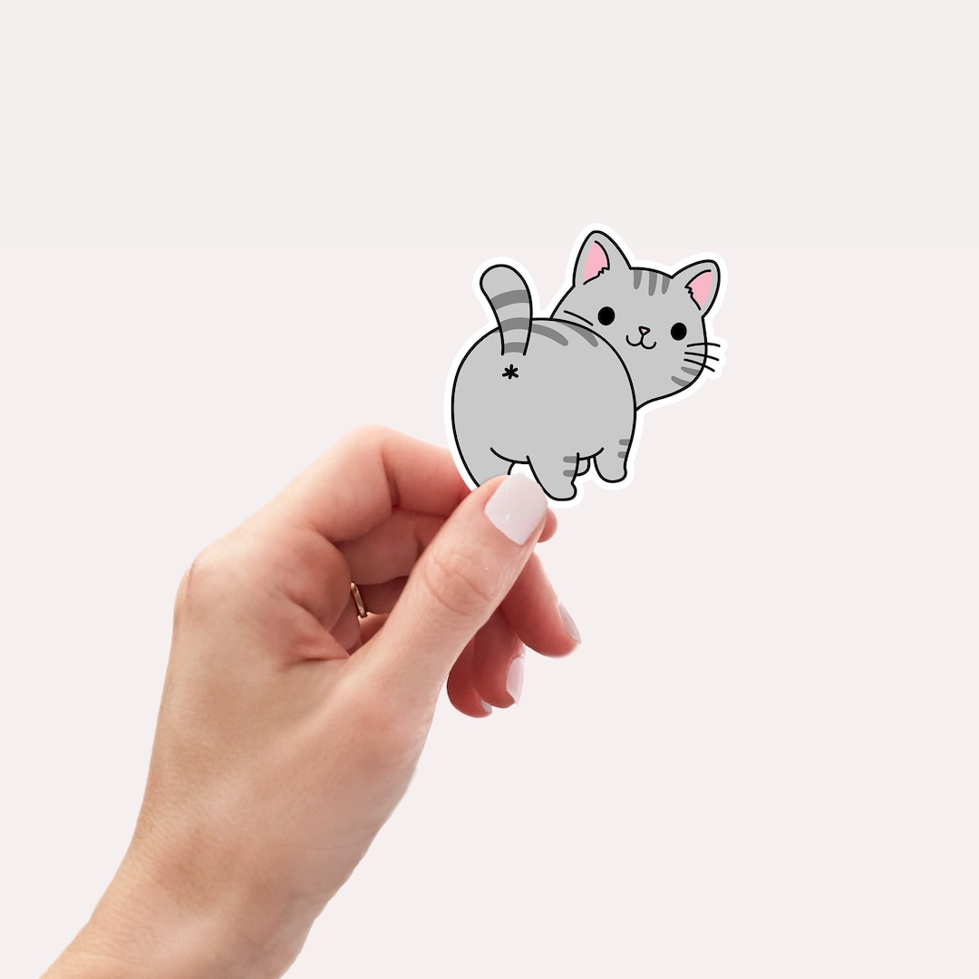 Funny Cat Sticker, Waterproof Vinyl Sticker for Laptop, Water Bottle ...