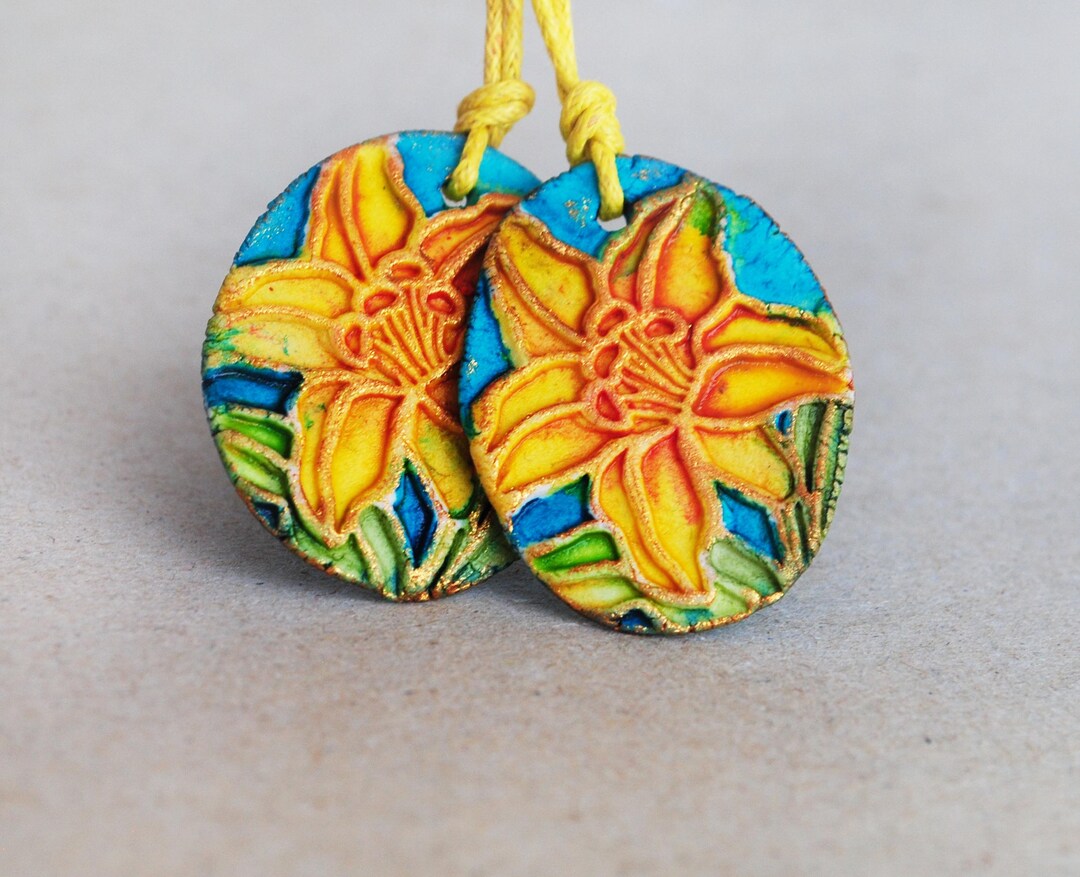 Handmade Ceramics, Large Jewelry Disc Beads,spring Beads, Ceramic ...