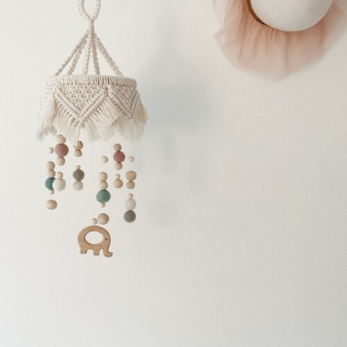 Macrame Baby Girl Mobile Boho Nursery Decor Rainbow Mobile - Etsy