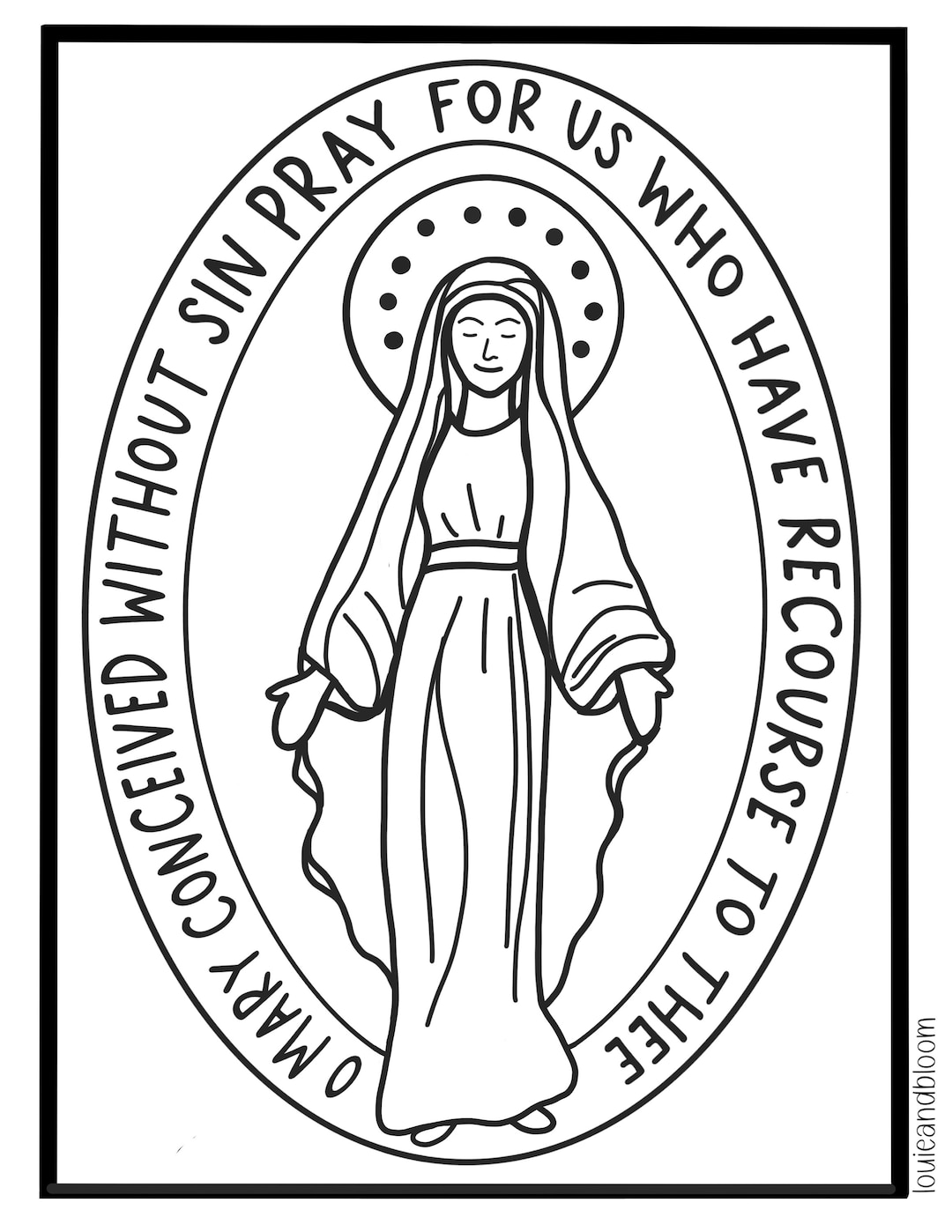 Miraculous Medal Coloring Page Sketch Coloring Page