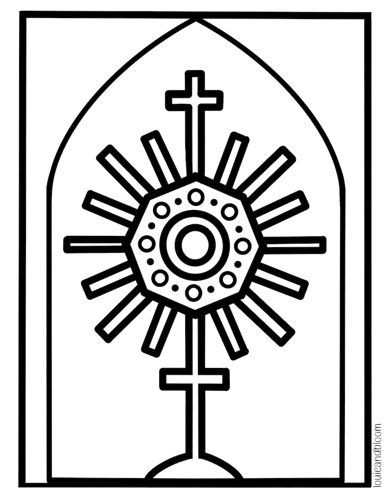 Simple Monstrance Catholic Coloring Page First Communion - Etsy