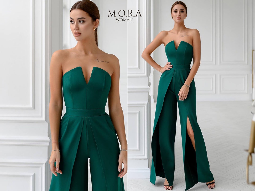 Emerald Jumpsuit, Formal Jumpsuit, Evening Wear for Women, Corseted ...