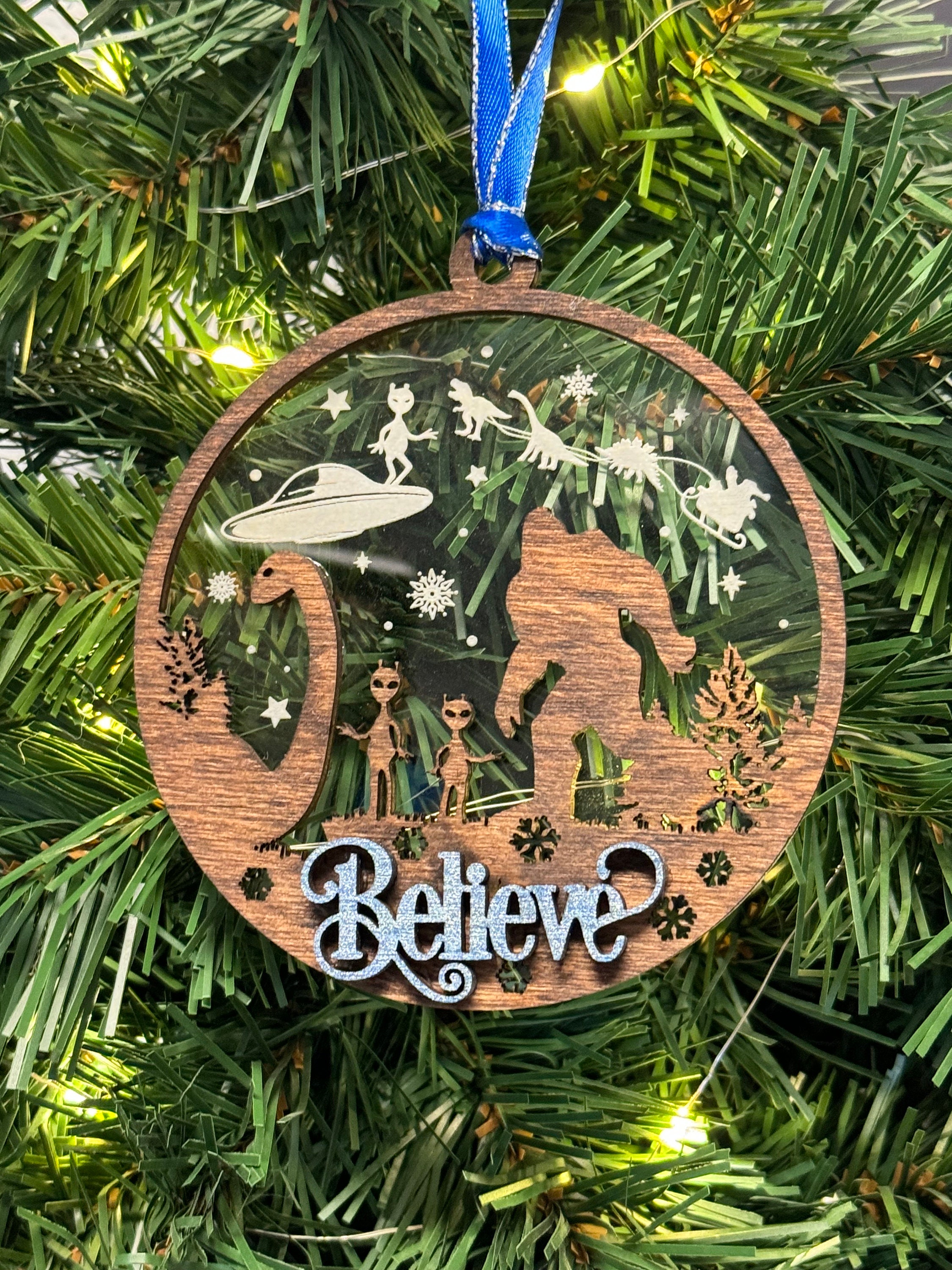 Cryptid Ornament Wood, Sasquatch Gifts, Believe Ornaments Handmade ...