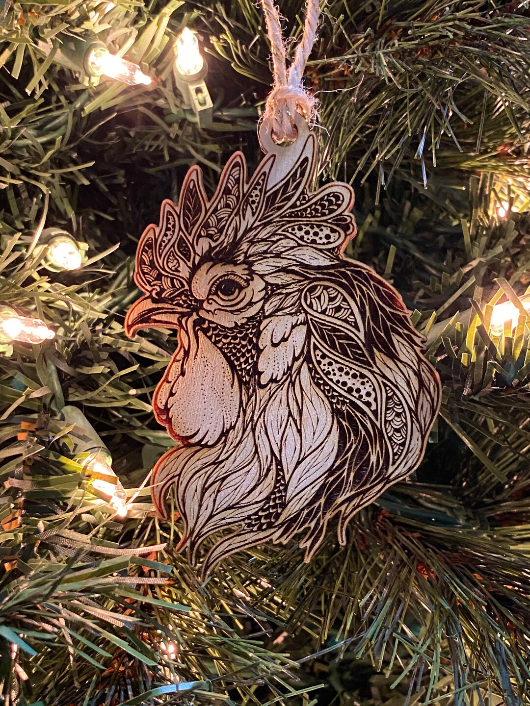 Chicken Ornament Wood, Chicken Mom Gift, Chicken Christmas Ornament ...