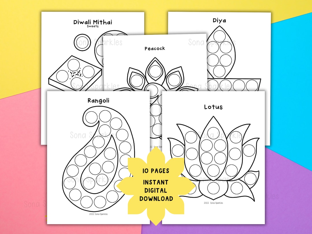 Diwali Dot Marker Coloring Packet Diwali Coloring Pages Diwali ...