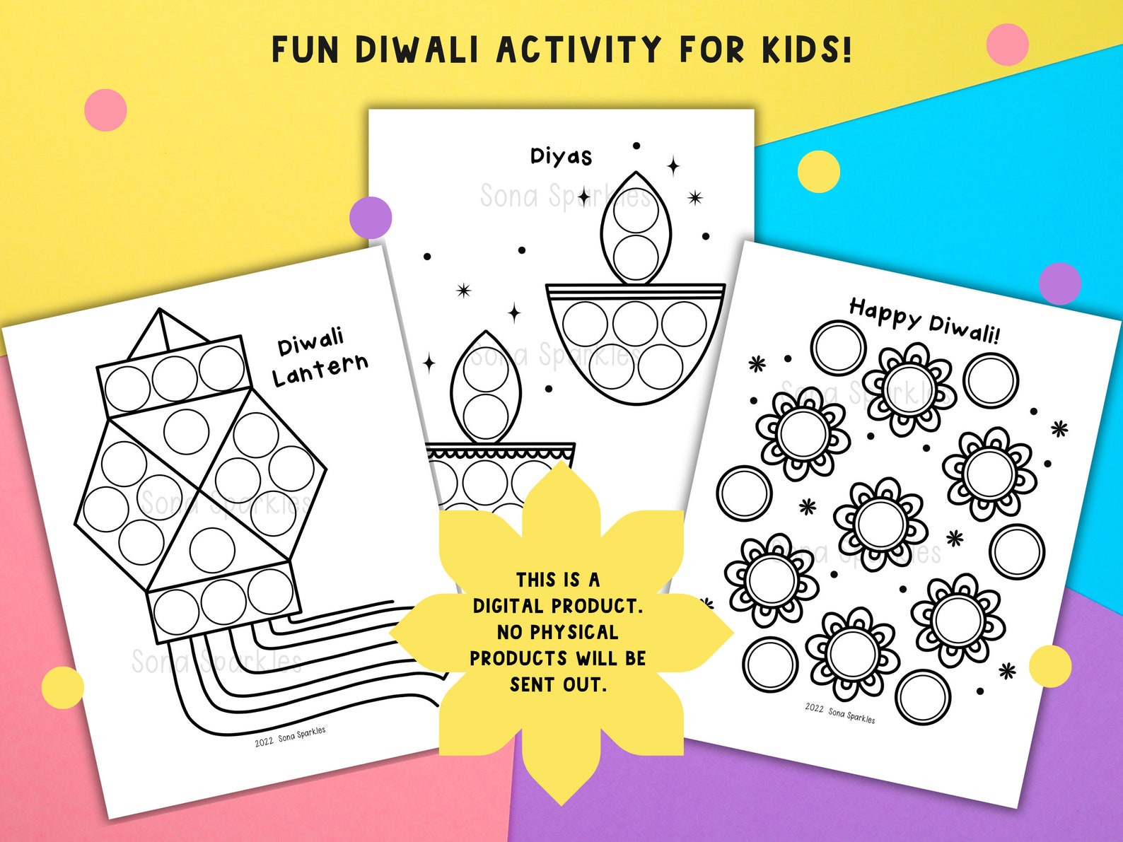 Diwali Dot Marker Coloring Packet Diwali Coloring Pages Diwali ...