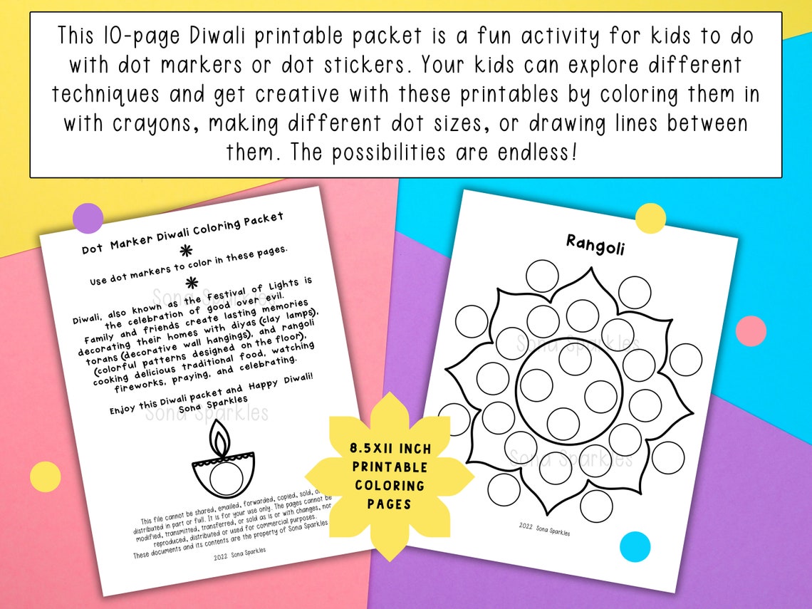 Diwali Dot Marker Coloring Packet Diwali Coloring Pages Diwali ...