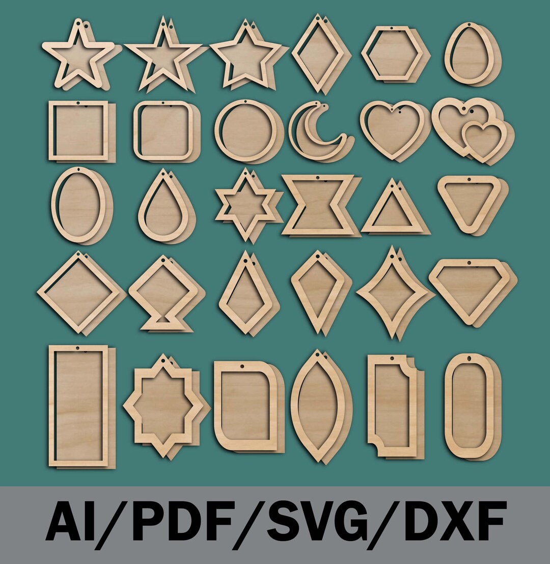 30 PC Shapes Frames SVG Cut Files Geometric Teardrop Leaf Bezel Layered ...