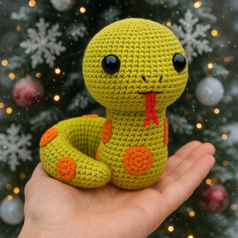 Crochet Snake Amigurumi Plush Toy – Handmade Soft Reptile Gift – Cute ...