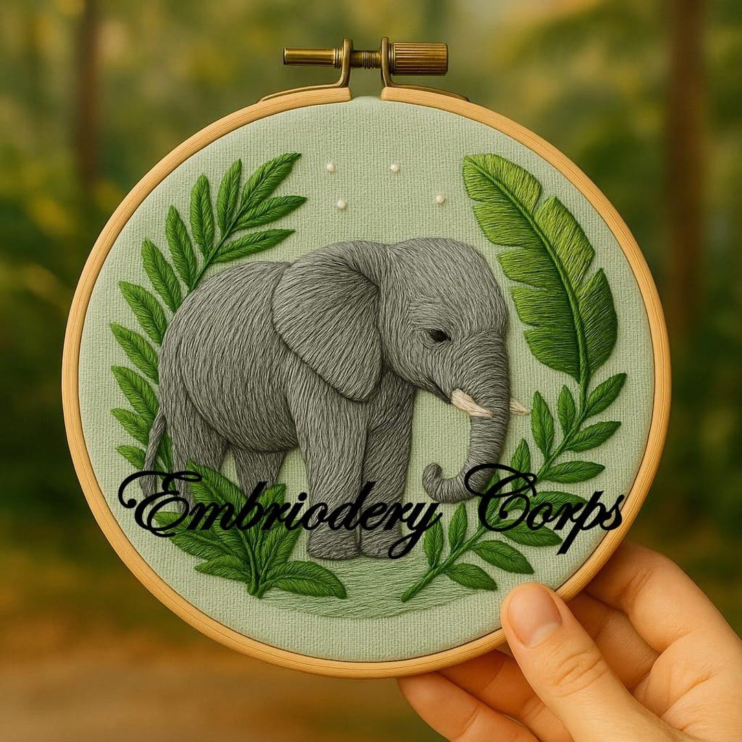 Floral Elephant Hand Embroidery Pattern, Nursery Embroidery, Baby ...