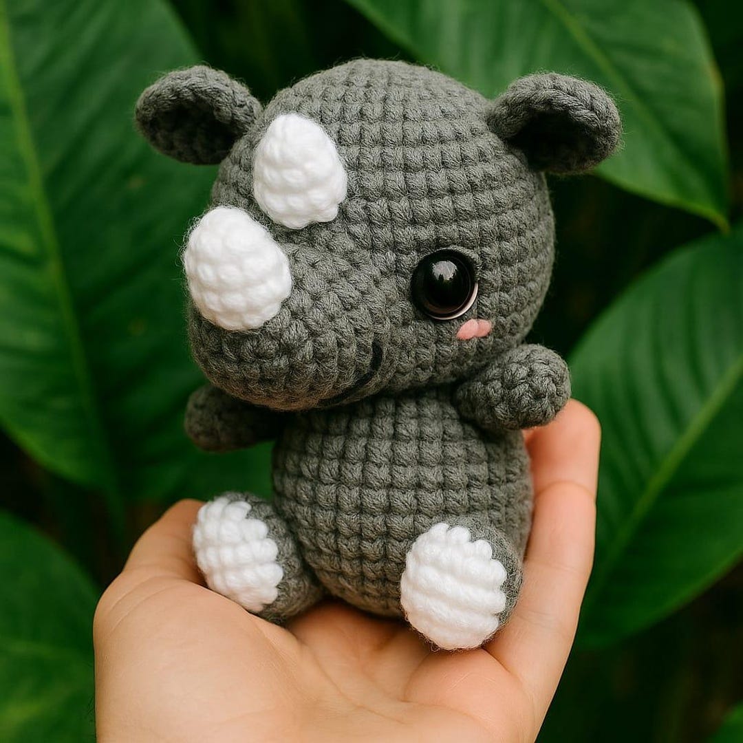 Crochet Rhino Amigurumi Pattern PDF – Cute Jungle Plush Toy With Horns ...
