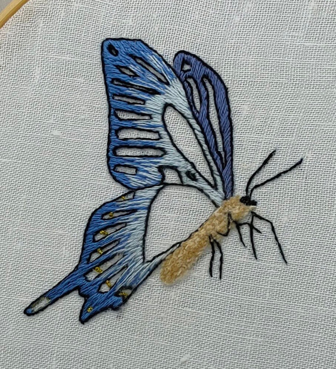 Blue Butterfly Embroidery Kit - Etsy