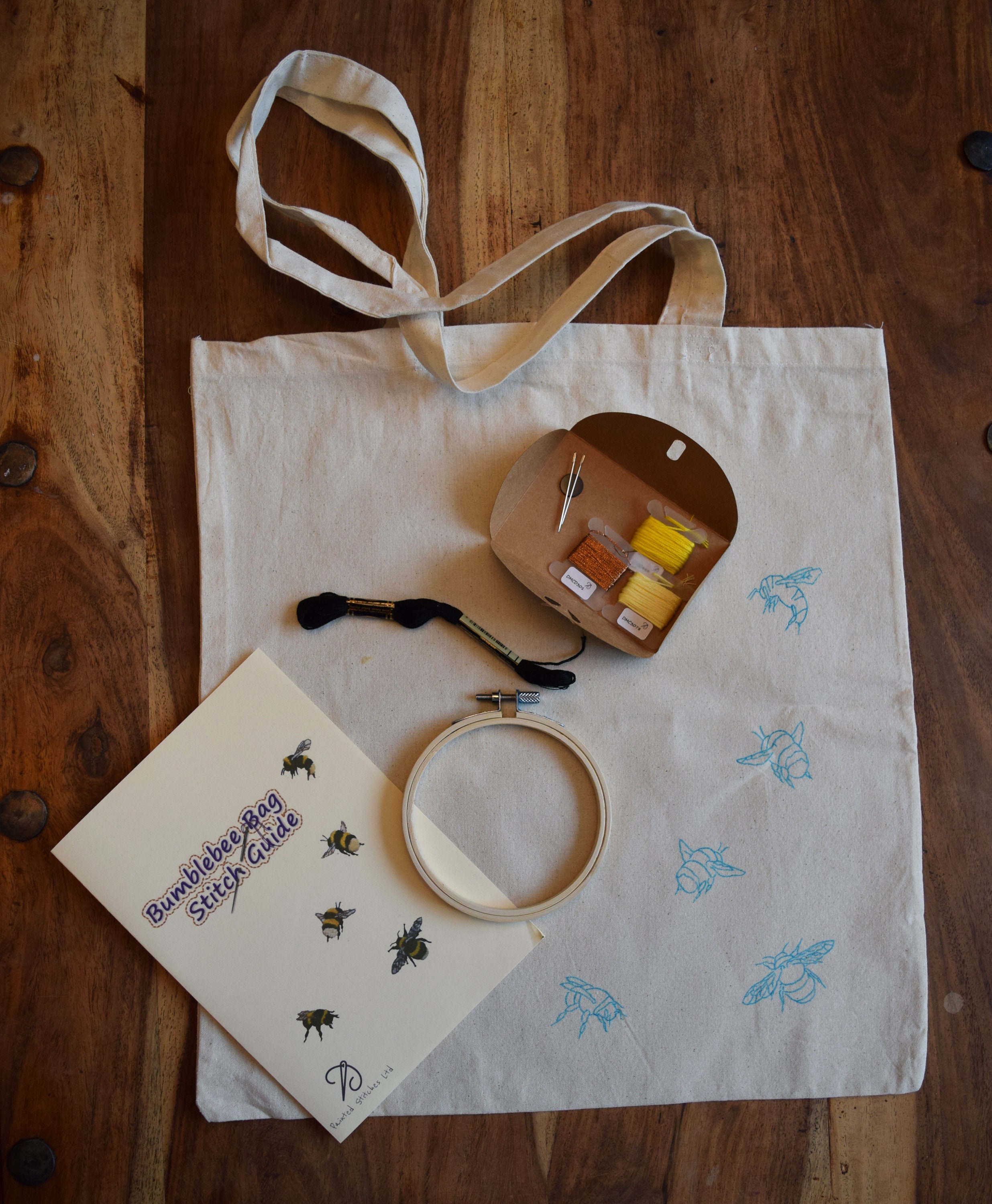 Bumblebee tote bag embroidery kit | Etsy