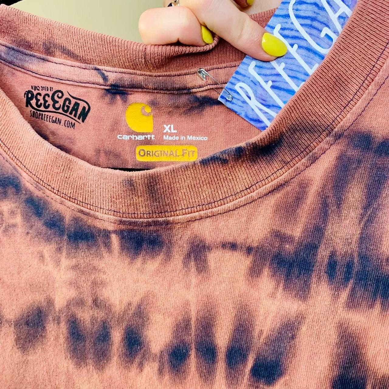 Reverse Bleach Tie Dyed Navy and Pink Long Sleeve Carhartt T-shirt Size ...