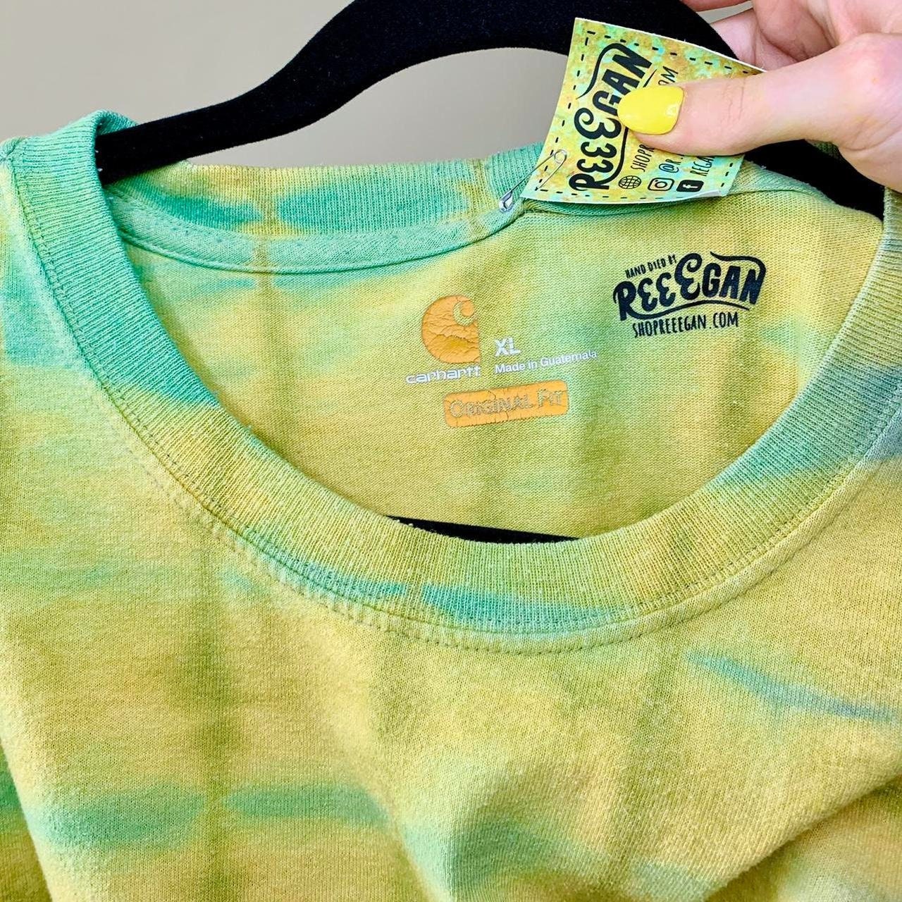 Reverse Bleach Tie Dyed Blue and Green Short Sleeve Carhartt T-shirt ...