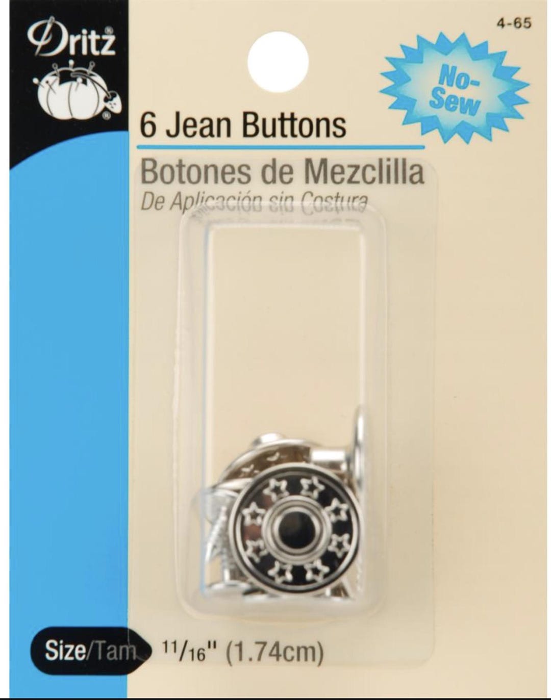 Dritz No-sew Jean Buttons 11/16" 6/pkg Nickle - Etsy