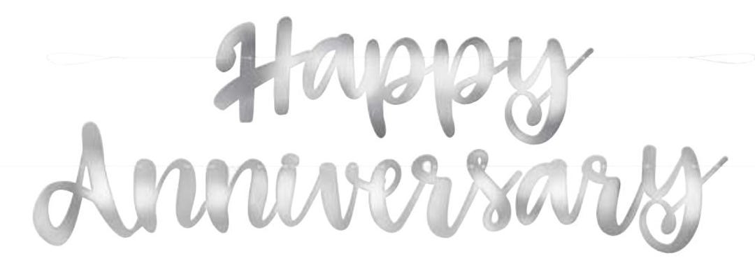 Silver Happy Anniversary Script Banner - Etsy