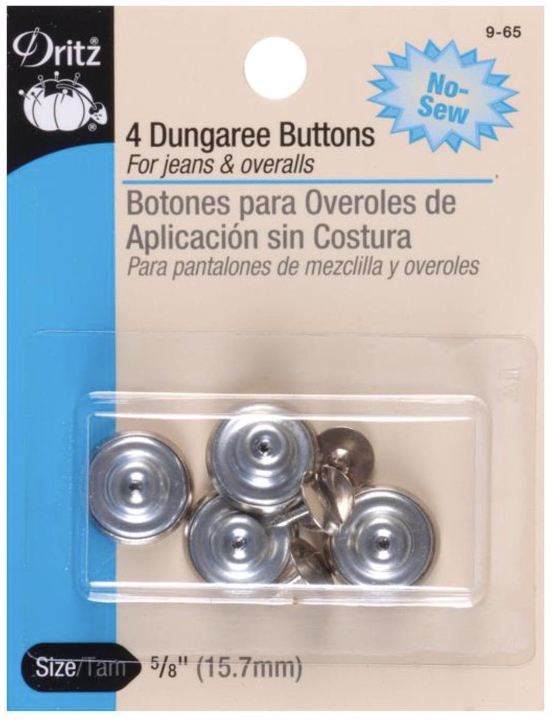 Dritz No-sew Dungaree Buttons 5/8" 4/pkg Nickle - Etsy