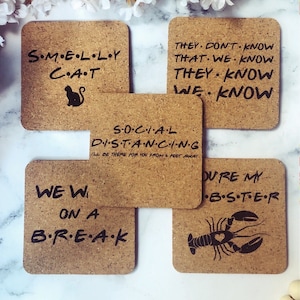 Friends Inspired Cork Coasters - Cork Coasters - Friends TV Show Gift ...