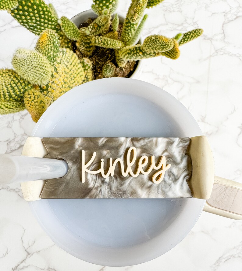 Personalized Stanley Tumbler Name Plate: Pearl Champagne Acrylic Tag - Etsy