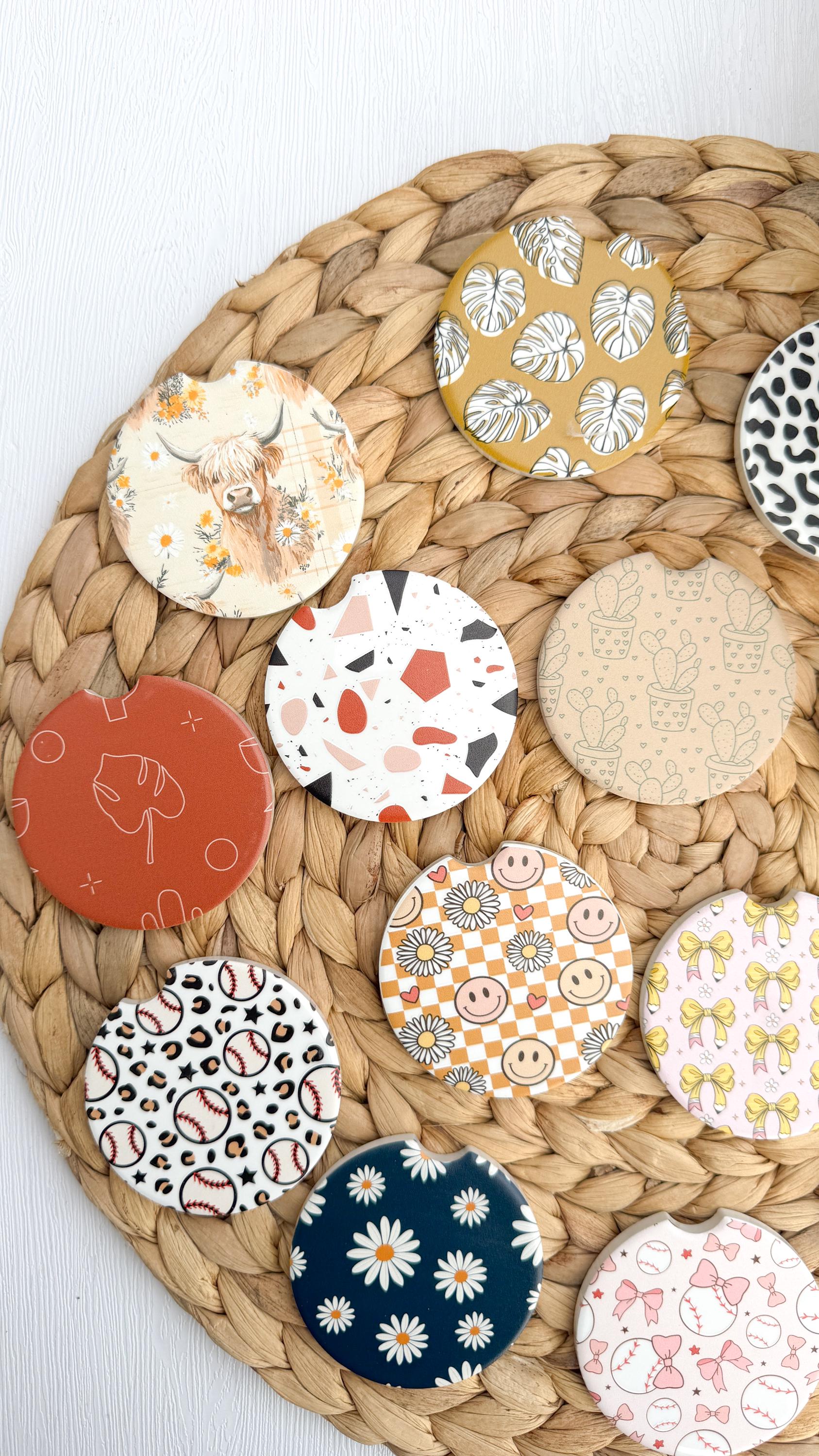 Ceramic Car Coasters | Car Accessories Set of 2 | Car Coasters | Trendy ...
