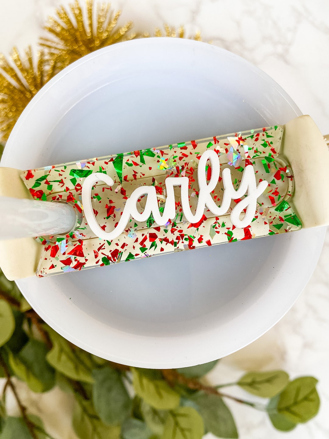 Custom Stanley H2.0 Name Tag 30 or 40 Oz - Glitter Name Topper ...