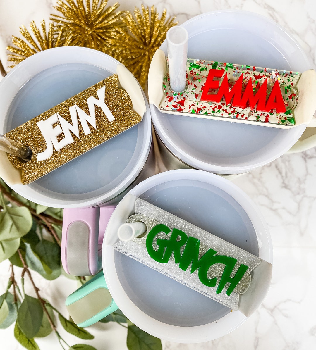 Custom Stanley H2.0 Name Tag 30 or 40 Oz - Glitter Name Topper ...