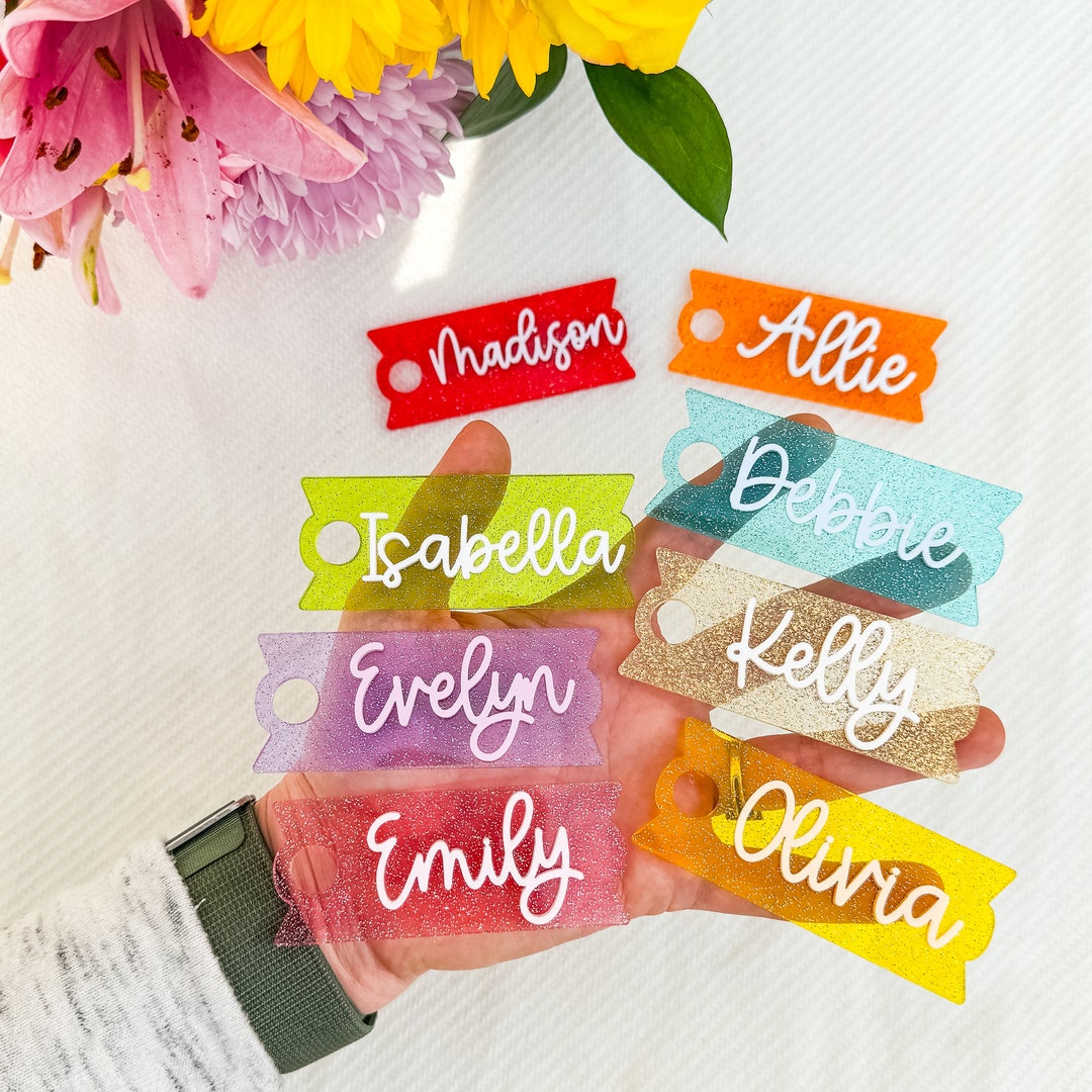 Shimmer Custom Stanley Name Plate, Stanley Name Tag, Acrylic Lid Topper ...