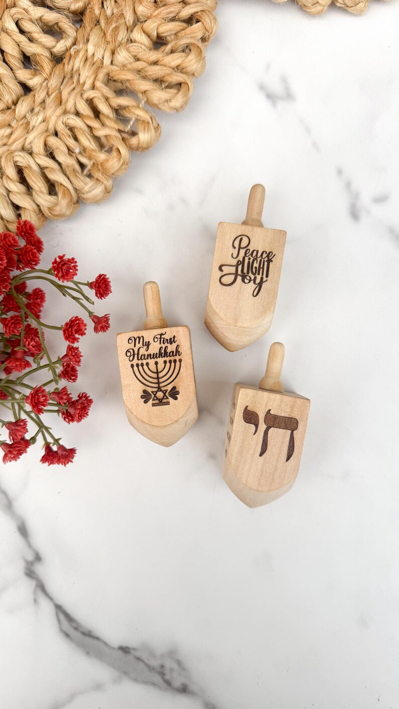 My First Hanukkah Wooden Dreidel Keepsake, Dreidel With Hebrew ...
