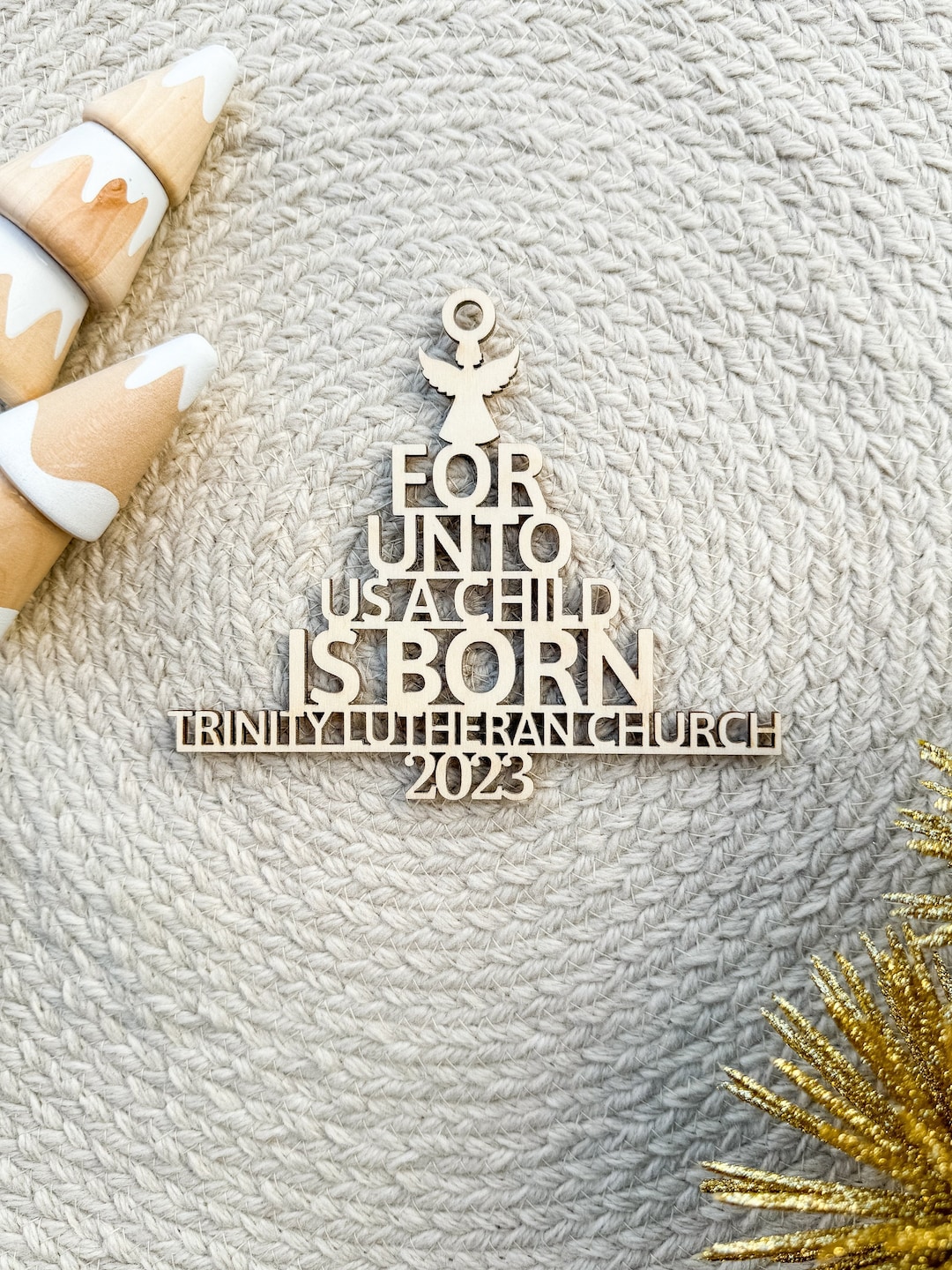 For Unto Us a Child is Born Christmas Tree Ornament - Tree Shaped ...