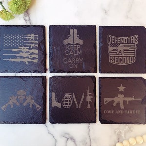 2nd Amendment Coasters - Second Amenement Coaster Set - Gun Lovers Gift ...