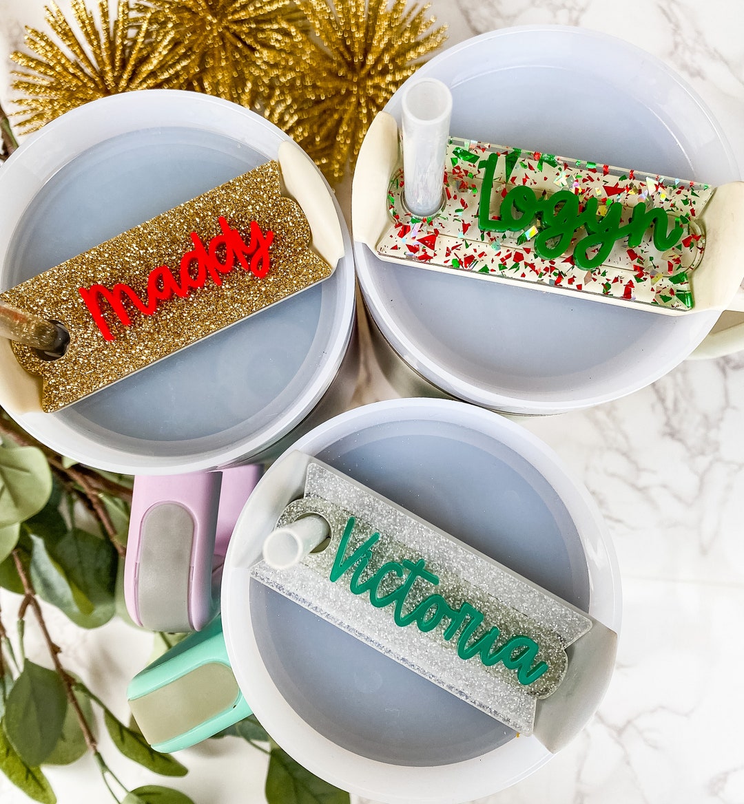 Custom Stanley H2.0 Name Tag 30 or 40 Oz - Glitter Name Topper ...